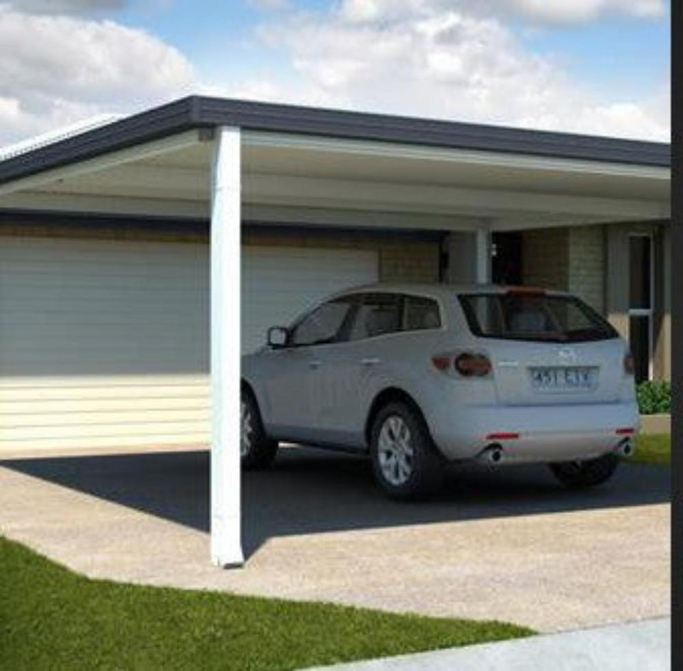 Attached Flat Roof Skillion Carport - Car Covers and Shelter